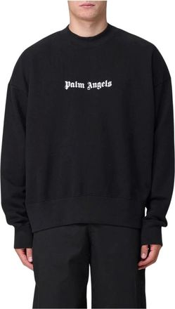 Palm Angels Homme, Sweatshirts et sweats à capuche, Noir, Taille: XS Crew Neck SweaT-shirt