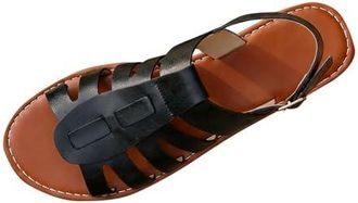 Generic Sandales plates d&eacute;contract&eacute;es &agrave; bout ouvert pour femme - Couleur unie - Respirantes - Tendance - Polyvalentes - Antid&eacute;rapantes - Confortables - Sandal