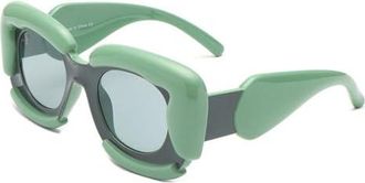 Generic Lunettes de soleil steampunk pour femme - Lunettes de soleil punk tendance pour homme - Cadre épais gonflé - C5 vert G 2026