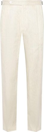 HUGO BOSS Leichte Leinenhose mit verstellbaren Riegeln am Bund in