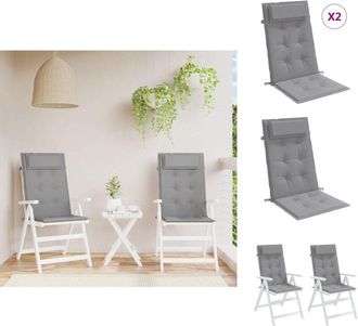 vidaXL Hochlehner-Auflagen 2 Stk. Grau Oxford-Gewebe - Hochlehner Auflagen - Gartenstuhlkissen - Outdoor Kissen - Sitzkissen - Wasserabweisende Kissen