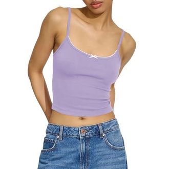 Generic D&eacute;bardeur spaghetti pour femme en coton et dentelle - D&eacute;bardeur ample - &Eacute;l&eacute;gant - D&eacute;bardeur d&eacute;t&eacute; Y2K - Haut d&eacute;t&eacute; sexy - Haut basique sans manches - St