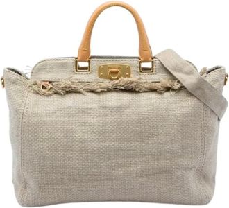 Prada Pre-owned Raphia sacs-prada - Femme - Pre-owned - Beige - Taille: ONE Size