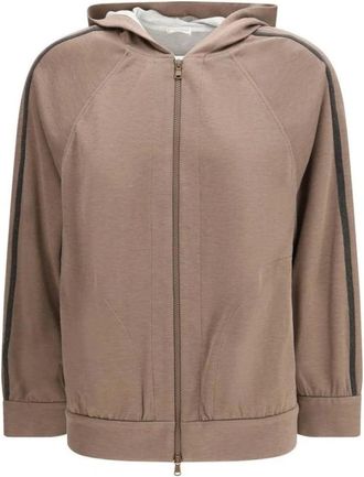 Brunello Cucinelli Femme, Sweatshirts et sweats &agrave; capuche, Brun, Taille: 38 FR Silk SweaT-shirt