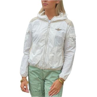 Aeronautica Femme, Vestes, Blanc, Taille: 40 FR Veste Pliable &agrave; Capuche