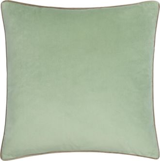 furn. Meridian Kissenbezug - luxuri&ouml;ser kontrastfarbener paspelierter Samt-Dekobezug (Eukalyptus/Mokka - 45x45cm)