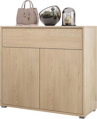 Mirjan24 Kommode mit Schublade Gesita 2D1SZ, Diele, Flur, Highboard, Mehrzweckschrank, Sideboard mit 2 Türen für Wohnzimmer, Push to Open (Eiche Cremona)