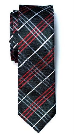 Retreez Cravate Fine Slim Tartan Plaid Check Tiss&eacute;e en Microfibres de noir charbon
