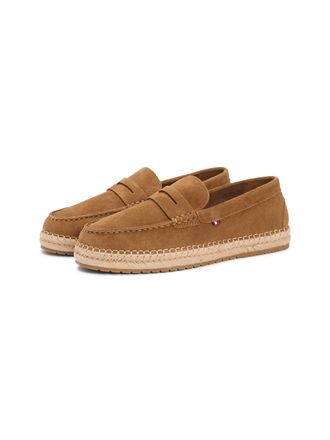 Tommy Hilfiger Espadrille TOMMY HILFIGER FLEXIBLE HILFIGER SDE ESPADRILLE, Herren, Gr. 45, braun, Veloursleder, Schuhe Espadrille, Sommerschuh, Slipper, Loafer mit a