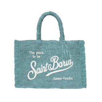 MC2 Saint Barth Raffia Colette Tasche mit Logo-Stickerei - - Bags - Damen - Blau - ONE SIZE