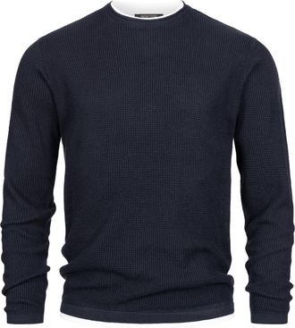 Indicode Herren INVillads Strickpullover mit Rundhals-Ausschnitt | Feinstrick-Pulli Cardigan f&uuml;r M&auml;nner Navy, XXL