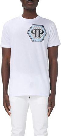 Philipp Plein Homme, Tops, Blanc, Taille: S Hexagon Logo Short Sleeve Tee