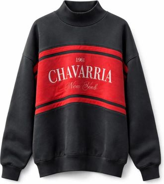 Willy Chavarria Homme, Sweatshirts et sweats &agrave; capuche, Noir, Taille: M Stripe Gilroy Crewneck