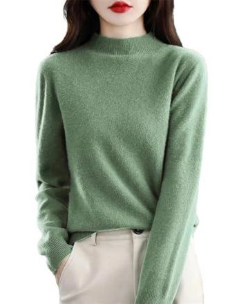 Generic Pull en laine mérinos pour femme, col haut, manches longues, vêtements chauds tricotés, En8 2, S