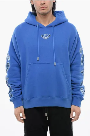 Off-white Embroidered Brushed Cotton BANDANA ARROW Hoodie size Xl