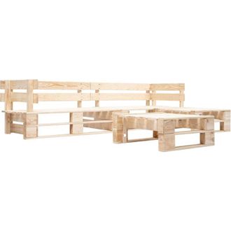 vidaXL Canap&eacute;s de jardin palette 4 pcs Naturel Bois vidaXL