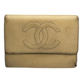Chanel Portefeuille en cuir Pre-owned - Femme - Pre-owned - Beige - Taille: ONE Size