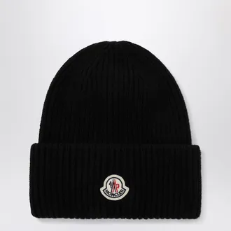 Moncler Schwarze M&uuml;tze aus Wolle und Kaschmir