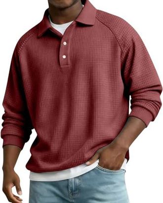 Generic Polo gaufr&eacute; pour homme - Coupe muscl&eacute;e - T-shirt de sport uni &agrave; manches courtes - Couleur unie - Polo de golf - T-shirt basique confortable et respira