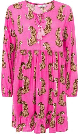 Zwillingsherz Sommerkleid Loevely Leopard Leopardenmotiv, mit Tassel, lange &Auml;rmel, figurumspielend