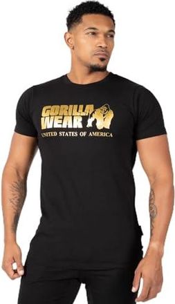 Gorilla Wear Gorilla Wear T-Shirt Classique - Blanc - Haut Classique avec Logo pour Le Sport, la Vie Quotidienne, lentra&icirc;nement, la Course, Le Jogging, Confortable