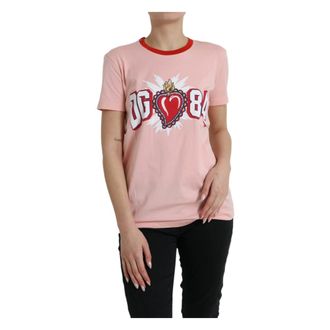Dolce & Gabbana Femme, Tops, Rose, Taille: 34 FR Crew Neck T-shirt