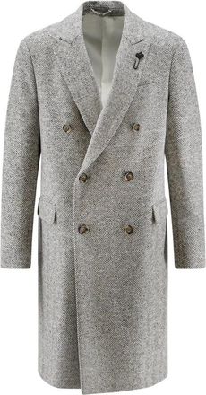 Lardini Doppelreihiger Fischgr&auml;tenmantel - - Coats - Herren - Grau - XL