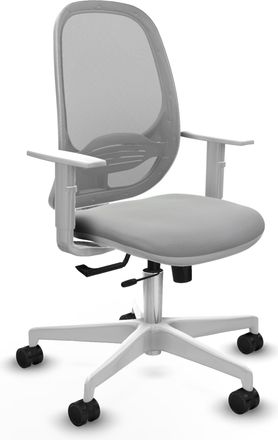 Piqueras y Crespo Cylinanco Basic-B&uuml;rostuhl mit wei&szlig;en Armlehnen, h&ouml;henverstellbare Lendenwirbelst&uuml;tze, ausgestattet mit Syncro/Traslack und Schneideschaum, Grau/Hellgr