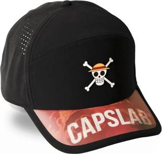 Capslab Casquette Trucker One Piece | Patch avant imprim&eacute; Jolly Roger | Design unisexe avec effet bambou, fermeture Snapback, visi&egrave;re incurv&eacute;e, maille souple 