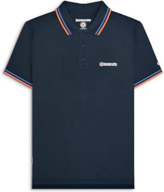 Lambretta Polos à pointes pour homme, Bleu marine/bleu/citrouille, M