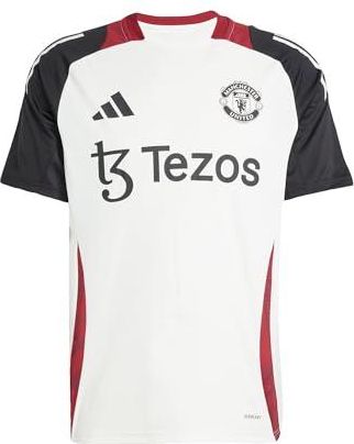 adidas Maillot dentra&icirc;nement Manchester United 2024 2025 pour homme, Blanc cass&eacute;/noir, M