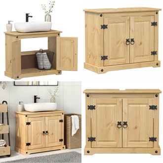 vidaXL Vidaxl - Armoire lavabo de salle de bain Corona bois de pin massif - Meuble Lavabo - Armoire Salle De Bain - Meuble Rangement Salle De Bain - Placard