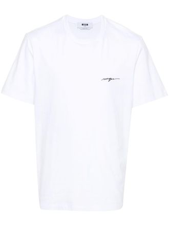 Msgm t-shirt en coton à logo brodé - Blanc