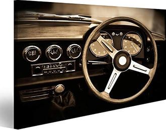 Islandburner Tableau, Tableaux sur Toile Tableau de Bord de Voiture Vintage s&eacute;pia tonifiant Poster, Impression, Cadeau MYK