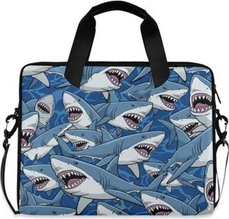Alaza Sac &agrave; bandouli&egrave;re pour ordinateur portable de 40,6 &agrave; 15,6 Motif lama - Pour homme et femme, Sharks I27849, Taille unique