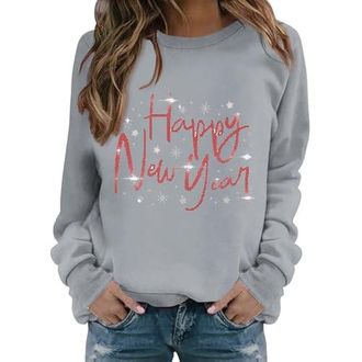 Generic Pull pour femme - Imprim&eacute; graphique - Haut surdimensionn&eacute; - Col rond - Manches longues - Automne - Hiver - D&eacute;contract&eacute; - Confortable - Tendance - Conf