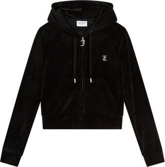 Juicy Couture Kapuzennickijacke MADISON HOODIE Damen Trainingsjacke Damen, Sweatjacke mit Kapuze, Velour, mit Glitzer, Sale