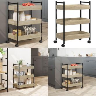 vidaXL K&uuml;chenwagen Sonoma-Eiche 50x30x70 cm Holzwerkstoff - K&uuml;chentisch - K&uuml;chenschrank - K&uuml;cheninsel - Rollwagen - Mobiliar - Home & Living