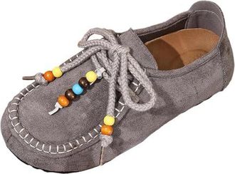 Generic Chaussures plates pour femme - Coupe large - Chaussures de marche d&eacute;contract&eacute;es en daim synth&eacute;tique - Style ethnique &eacute;l&eacute;gant - Confortables et respira