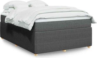 vidaXL Boxspringbett mit Matratze Dunkelgrau 140x200 cm Stoff Vidaxl
