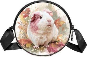 Generic Sac &agrave; bandouli&egrave;re rond rond pour femme, cochon dInde, mignon petit sac &agrave; dos &agrave; bandouli&egrave;re avec fermeture &eacute;clair, bretelles r&eacute;glables, d&eacute;contract&eacute; pou
