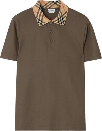 Burberry Check Collar Cotton Polo Shirt
