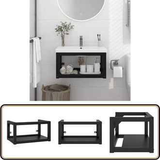 vidaXL Badezimmer Wand-Waschtischgestell Schwarz 59x38x31 cm Eisen - Badezimmer M&ouml;bel - Wand-Waschtischgestell - Waschtischgestell - Schwarzes