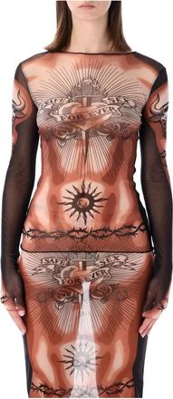 Jean Paul Gaultier Femme, Tops, Multicolore, Taille: 38 FR Mesh Top Safe Tatoo