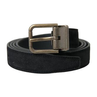 Dolce & Gabbana Schwarzer Wildleder G&uuml;rtel mit Goldschlie&szlig;e - - Accessories - Herren - Schwarzk - ONE SIZE