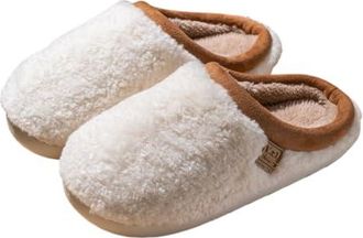 Generic Pantoufles en coton pour femme - Pour lhiver - Intérieur - Antidérapantes - Chaudes - Pour couple, blanc, 10 UK Wide