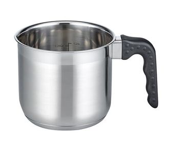 ELO Tourmaline Série 12814 Casserole à lait avec rallonge en acier inoxydable satiné Poignée en plastique antidérapante avec graduation en litres et systè