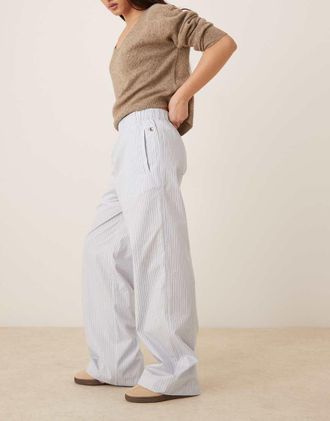 Calvin Klein Jeans Pantalon &agrave; enfiler avec taille &eacute;lastique et fines rayures - Bleu