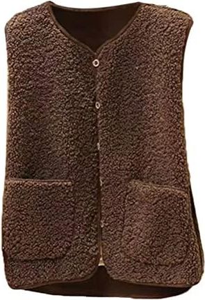 TOMWELL Femme Gilet en Molleton Polaire Veste Élégante Manteaux sans Manche Col Montant Blouson Mode Bouton Matelassée sans Manches Veste avec Poches Automne 