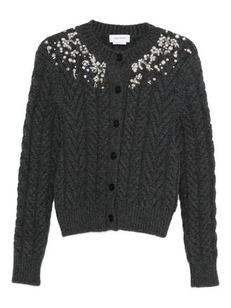 Alexander McQueen crystal cable-knit cardigan - Grau